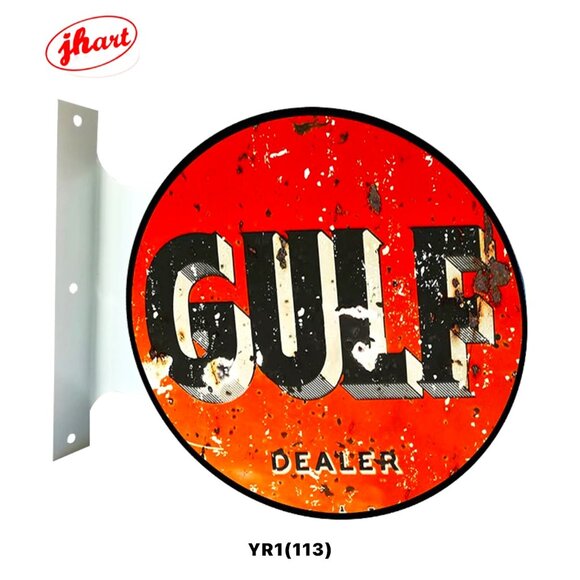 Wall Decor | Vintage Retro Double Sided Gulf Dealer Flanged Sign | Poshmark